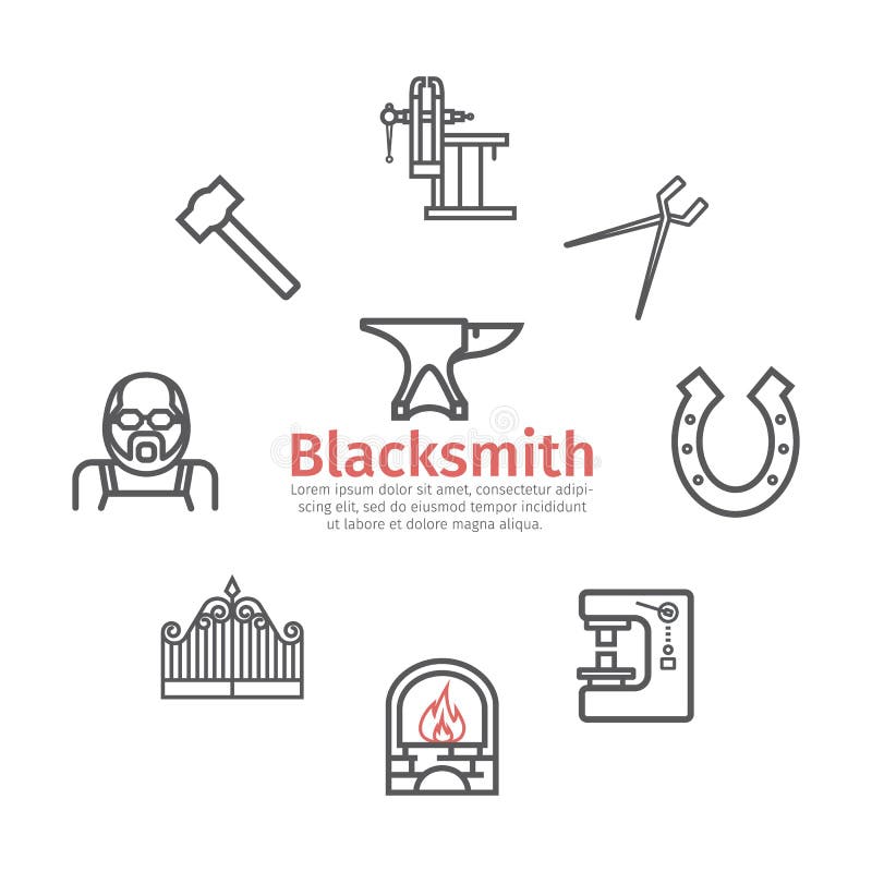 Blacksmith Icons Set. Vector Signs for Web Graphics. Stock Vector ...