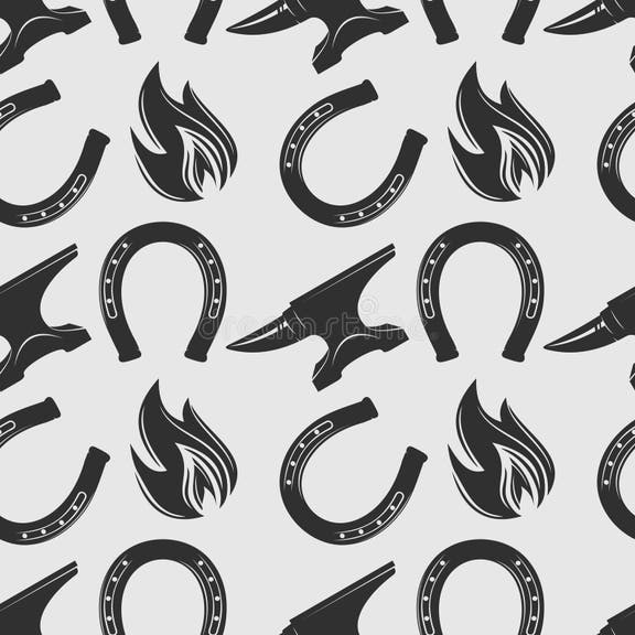 Blacksmith, Iron Works Seamless Pattern Stock Vector - Illustration of ...