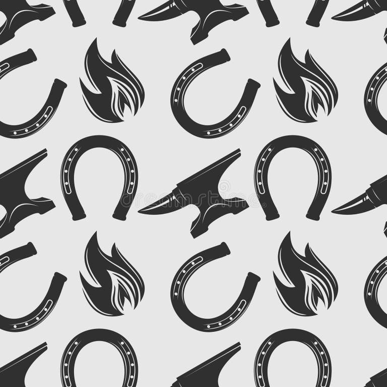 Blacksmith, Iron Works Seamless Pattern Stock Vector - Illustration of ...