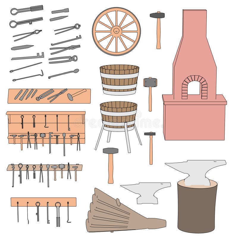 Blacksmith tools - pliers stock illustration. Illustration of render ...