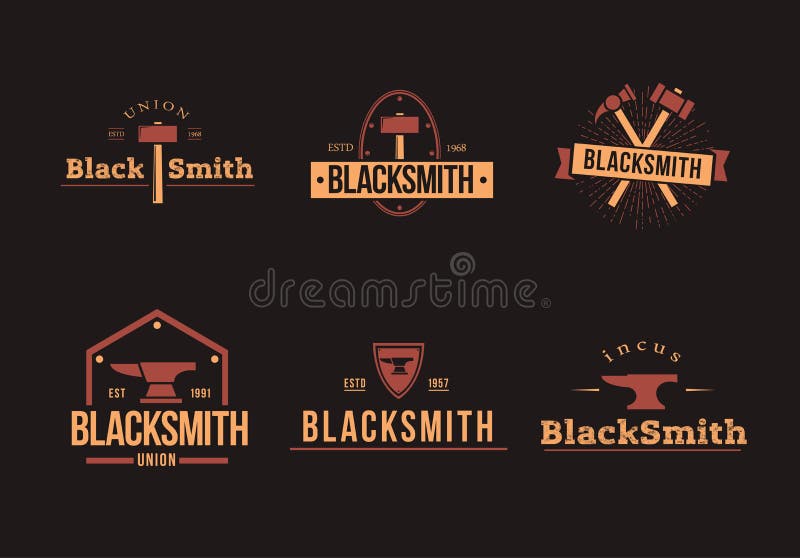 BlackSmith logos set stock vector. Illustration of smith - 69617026