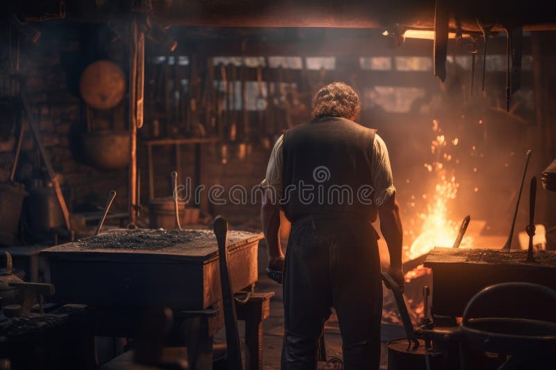Blacksmith Man Forge. Generate Ai Stock Illustration - Illustration of ...