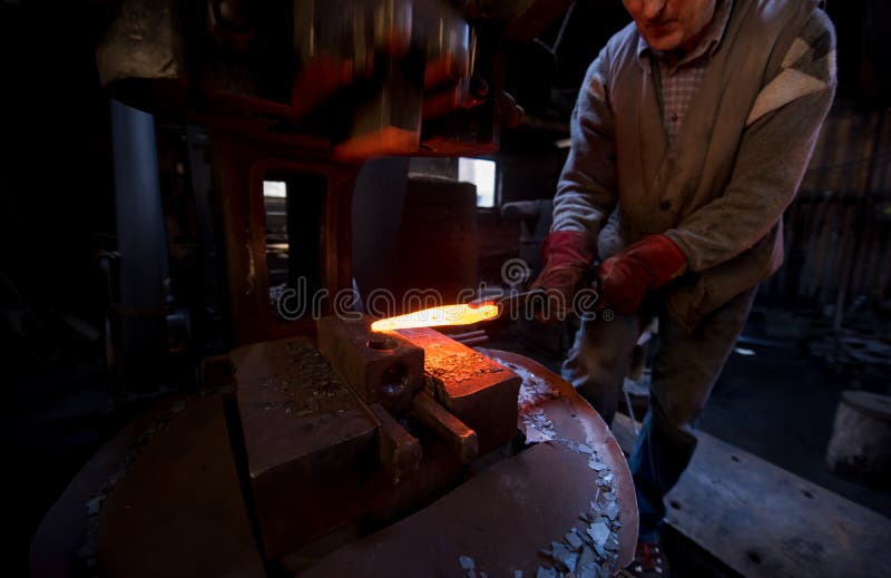 Blacksmith Manually Forging the Molten Metal Stock Image - Image of ...