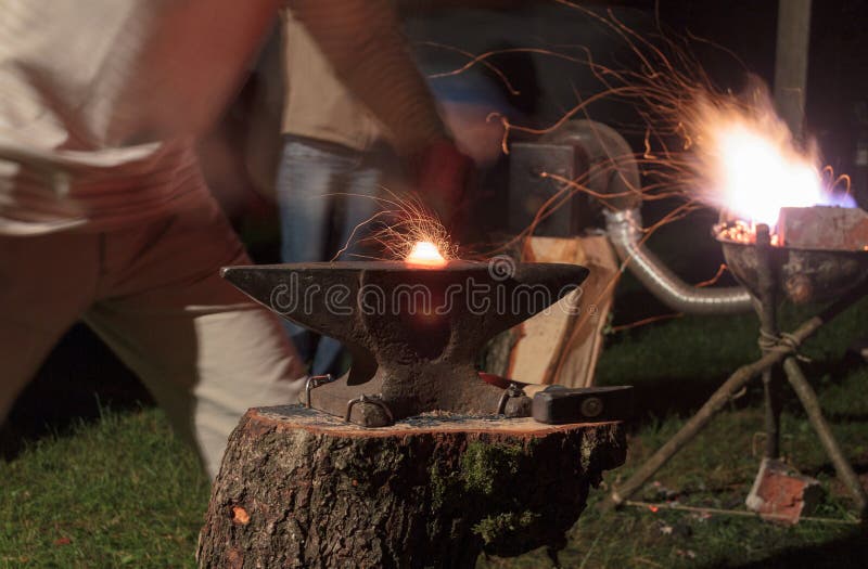 Blacksmith Minting Metal Table Stock Photo - Image of long, closeup ...