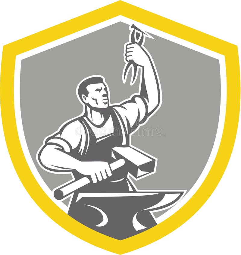 Blacksmith Crest stock vector. Illustration of strong - 43682506