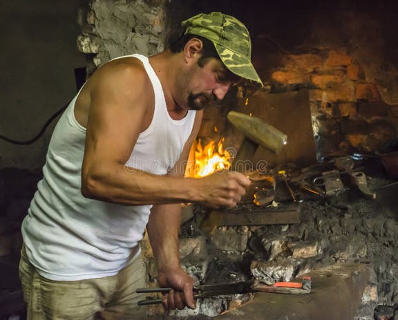 Blacksmith Preparing a Horseshoe Editorial Image - Image of anvil ...