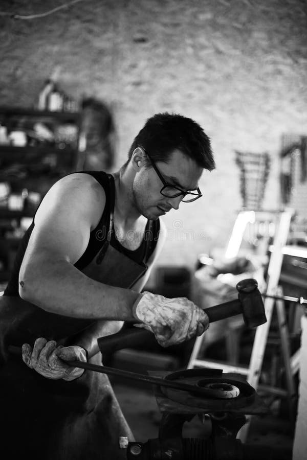 The Blacksmith in the Production Process of Metal Products Handmade in ...
