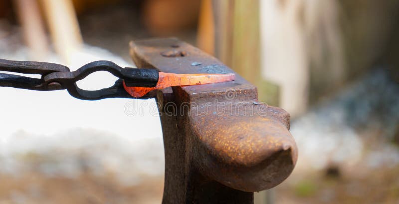 Blacksmith with Red-hot Iron Stock Photo - Image of forge ...