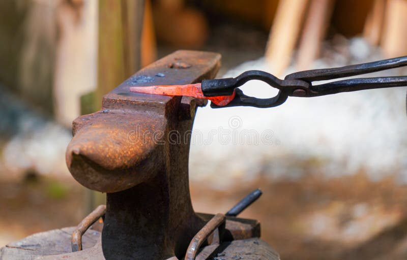 Blacksmith with Red-hot Iron Stock Photo - Image of handicraft ...
