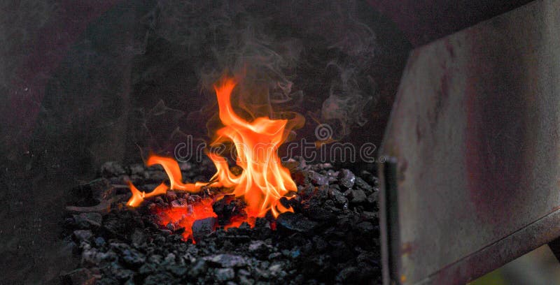 Blacksmith with Red-hot Iron Stock Image - Image of anvil, hand: 251882611