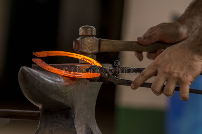 Blacksmith Forged Iron Smith Anvil Hammerman Stock Photo - Image of ...