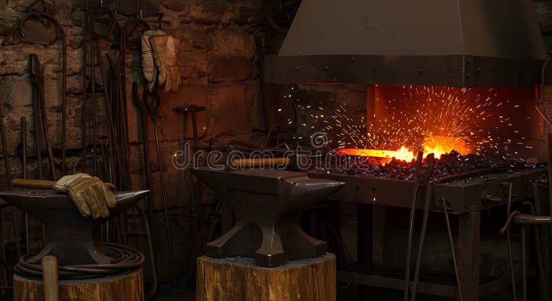 Blacksmith S Forge: Fiery Sparks and Rustic Charm Stock Image - Image ...