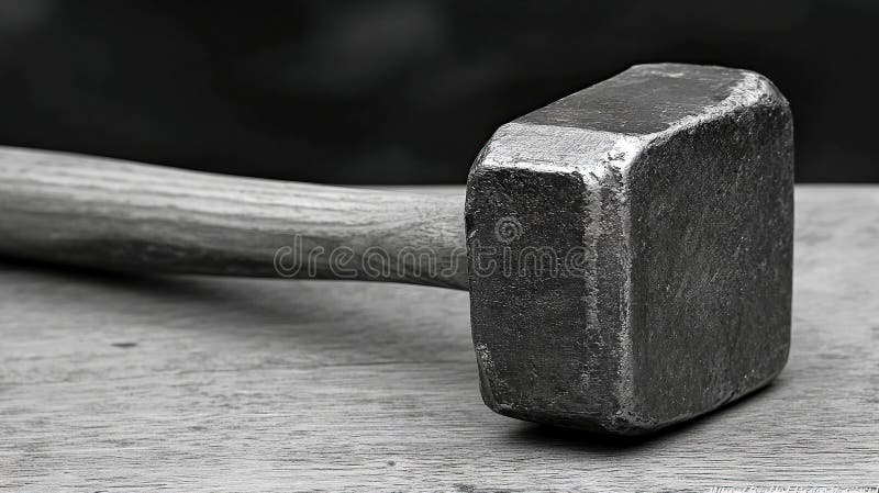 Blacksmith S Hammer Rests on Wood, Blurred Background Stock Image ...