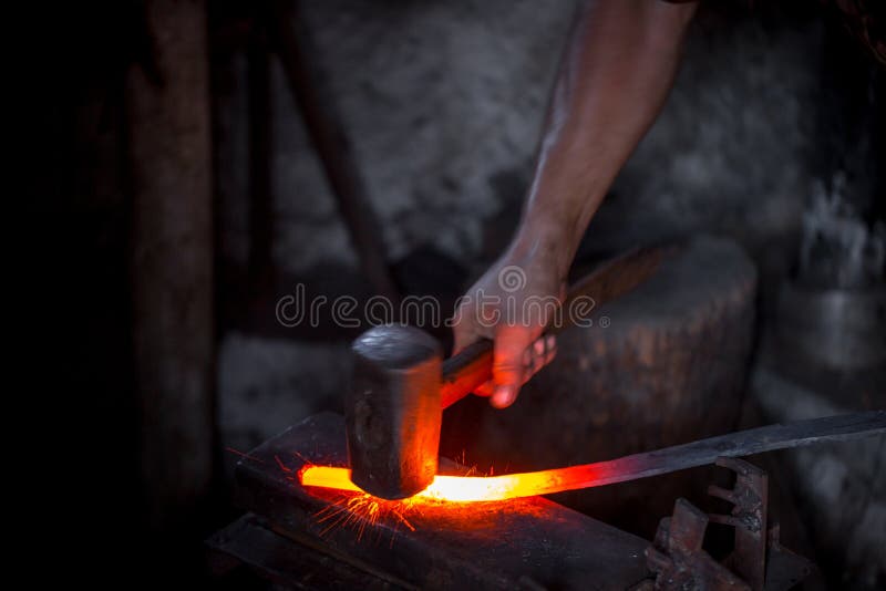 Blacksmith`s Hands at Work. Stock Photo - Image of iron, detail: 213470054