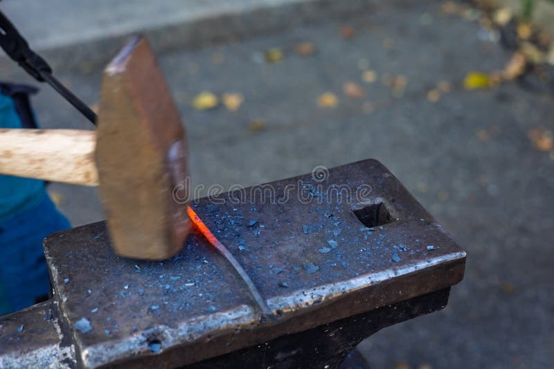 Blacksmith S Tools. Anvil, Pliers, Hammer, Fire, Iron Stock Image ...