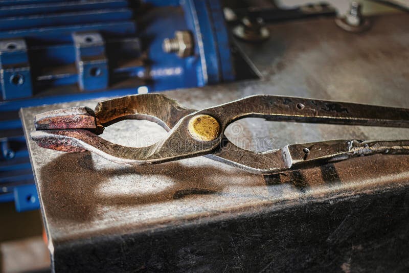 Blacksmith S Tools Lie on the Surface in the Forge Stock Image - Image ...