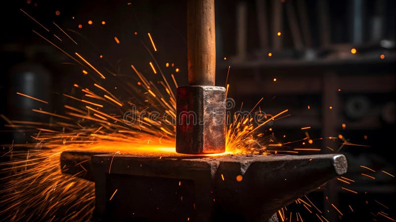 A Blacksmith is Crafting an Axe in a Workshop with Hot Metal in this ...
