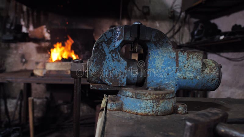Blacksmith Shop. Close-up of the Vise Against the Background of a ...