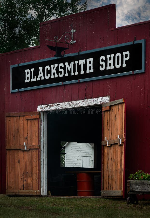 Blacksmith Shop with Open Doors Stock Image - Image of industry, building: 396222403