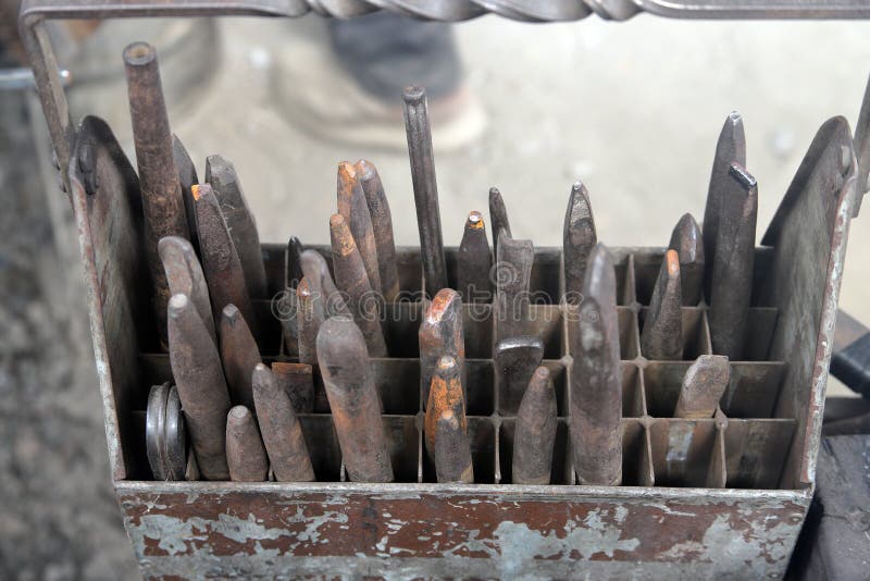 Blacksmith Tools Cold Chisels Set Stock Image - Image of craft ...