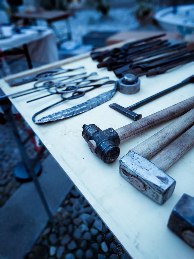 Blacksmith Tools, on Display Above a Work Table, in a Square in ...