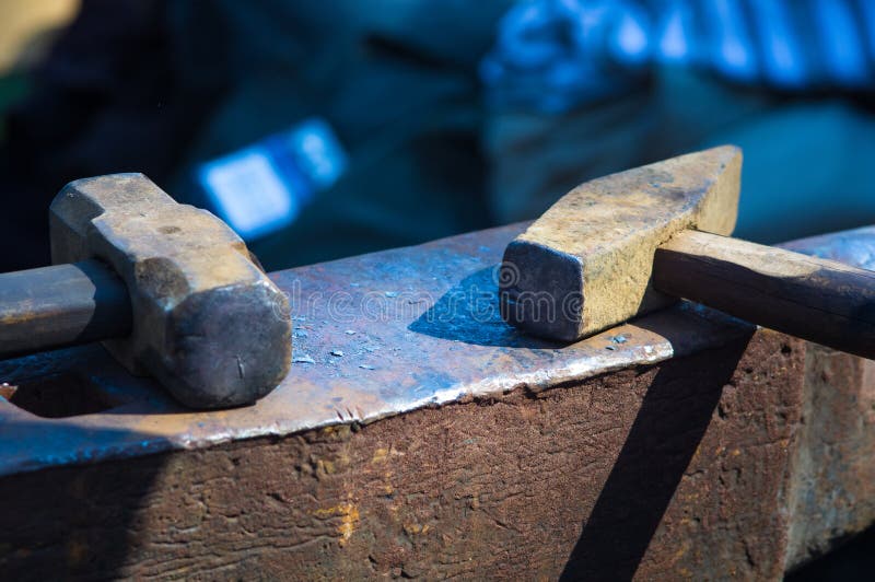 Blacksmith Tools and Fixtures for Hand Forged Metal Stock Photo - Image ...