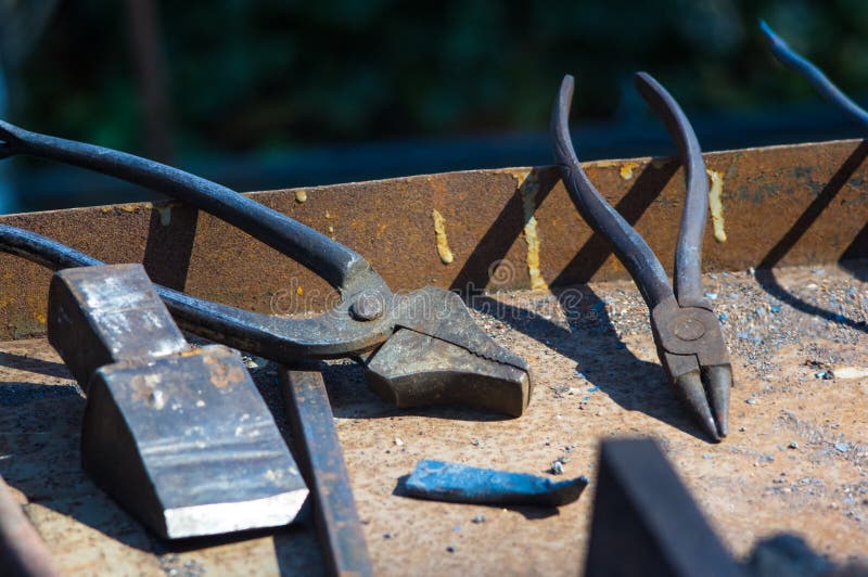 Blacksmith Tools and Fixtures for Hand Forged Metal Stock Image - Image ...