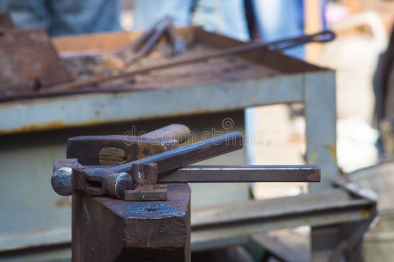 Blacksmith Tools and Fixtures for Hand Forged Metal Stock Photo - Image ...