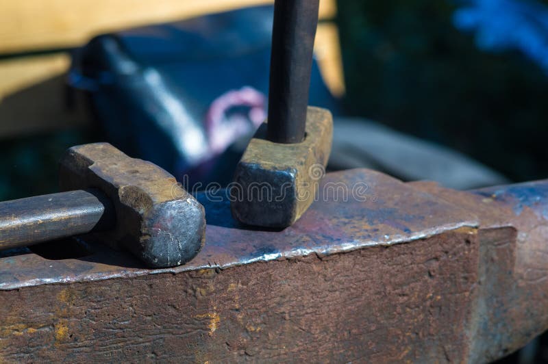 Blacksmith Tools and Fixtures for Hand Forged Metal Stock Photo - Image ...