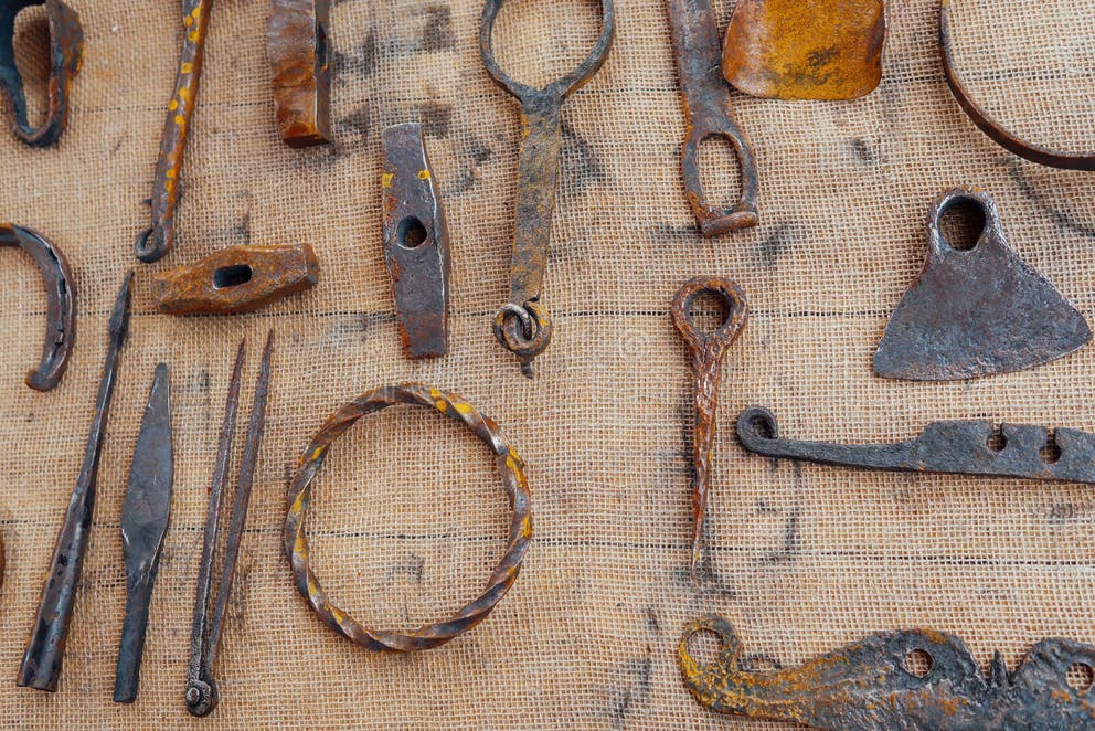 Blacksmith Tools for Forging Metal and Working with Fire Stock Photo ...