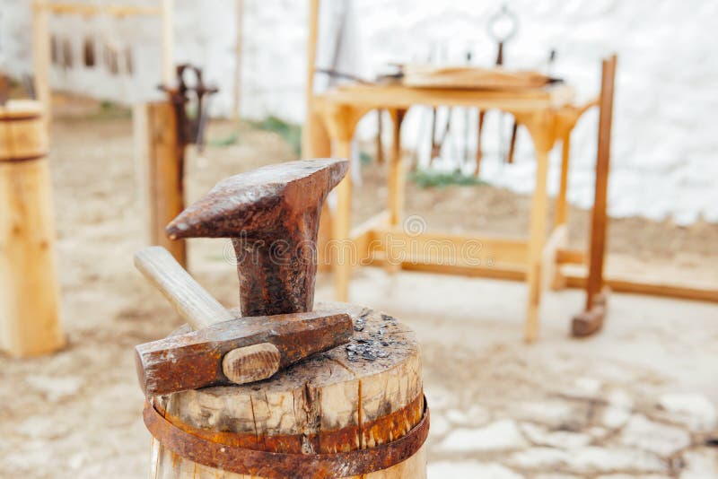 Blacksmith Tools for Forging Metal and Working with Fire Stock Image ...