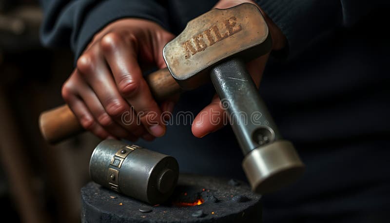 Blacksmith Tools Hammer and Anvil, Metalwork Craftsmanship, Stock Photo ...
