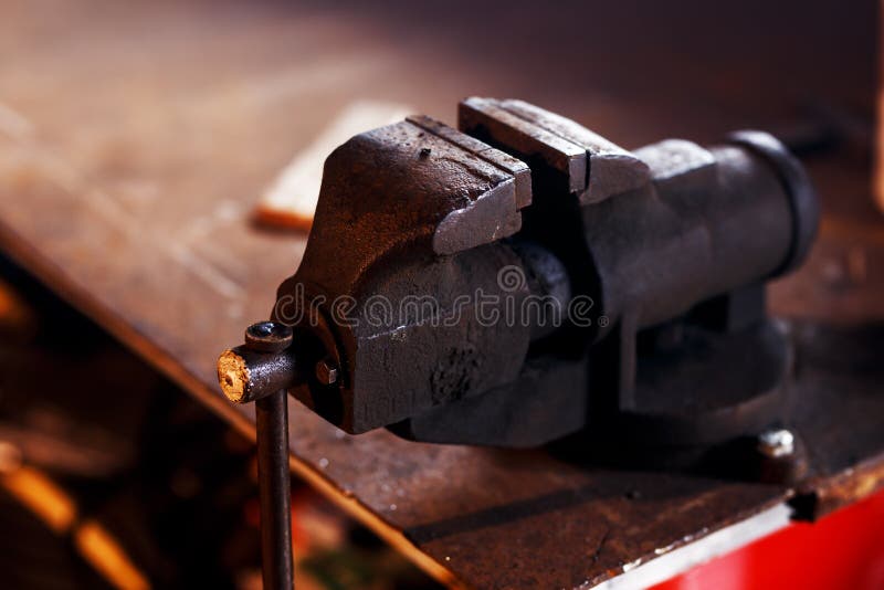 Blacksmith Tools. Old Vise in a Forge Shop Stock Photo - Image of clamp ...