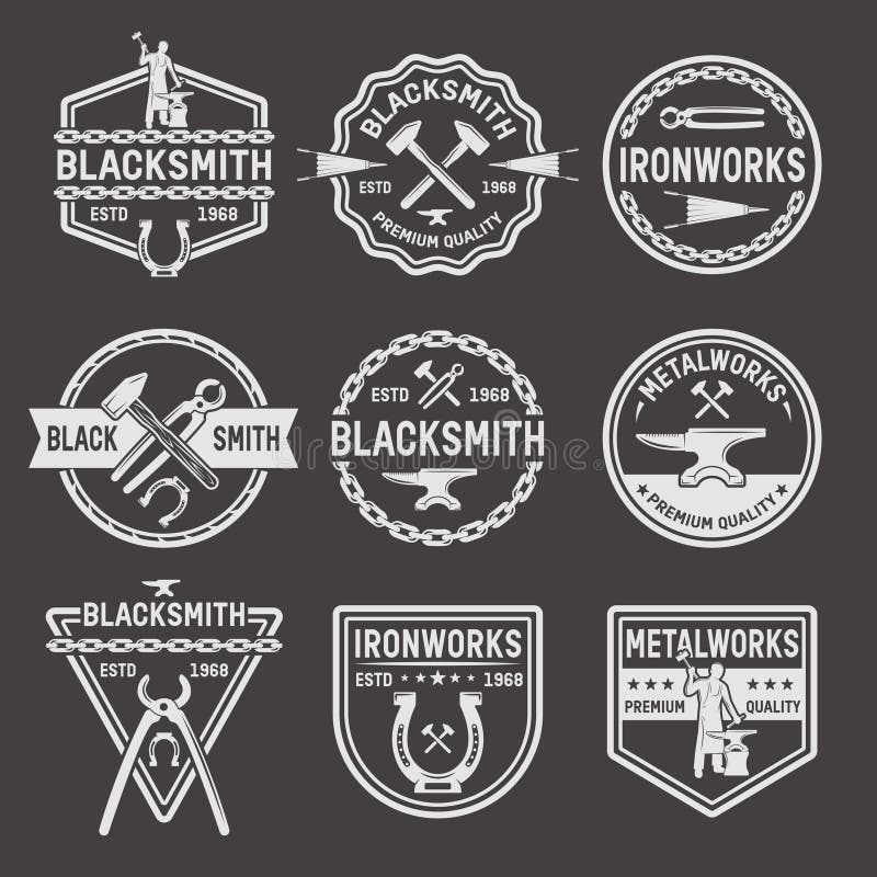 Blacksmith White Emblems on Black Background Stock Vector ...