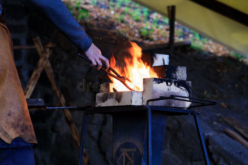 Blacksmith at Work. Process of Manufacture Stock Image - Image of ...