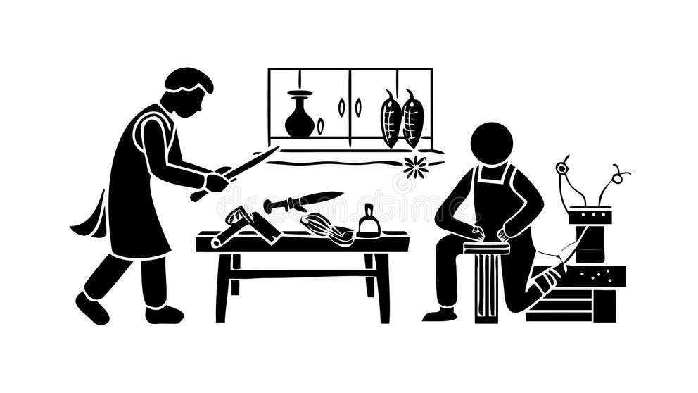 Blacksmith at Work - Traditional Craftsmanship, Vector Design ...