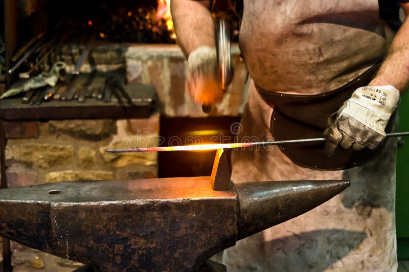 Blacksmith Forged Iron Smith Anvil Hammerman Stock Photo - Image of ...