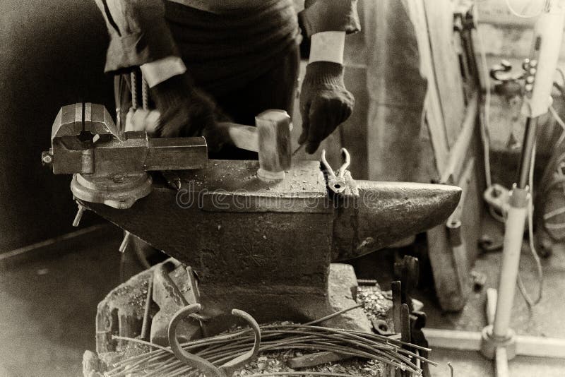 Blacksmith at work stock photo. Image of forged, farrier - 95467636