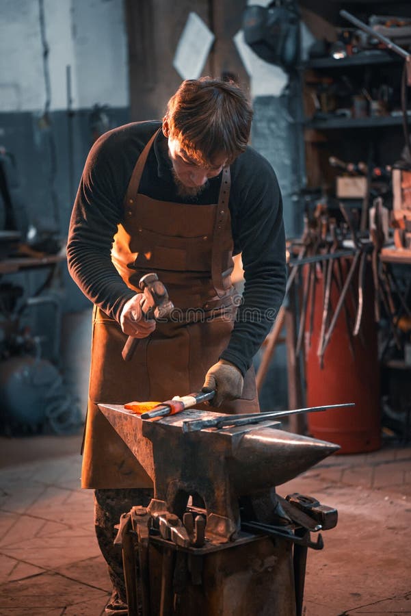 Blacksmith Working on an Anvil. Stock Image - Image of hand, industry ...