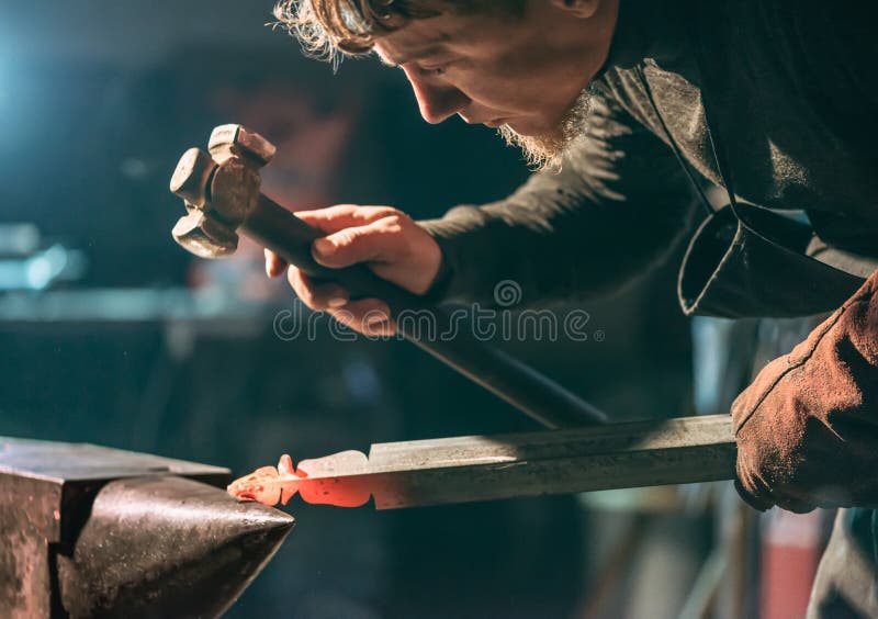 Blacksmith Working on an Anvil. Stock Image - Image of hand, industry ...
