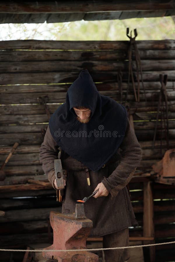 Practicing Traditional Blacksmithing in Rustic Workshop Stock Image ...