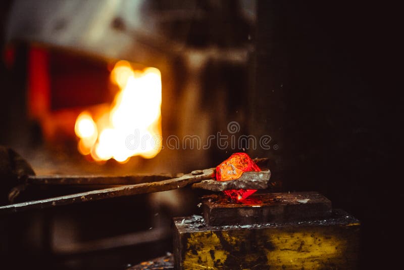 Blacksmith Working in the Forge Stock Photo - Image of hammer, heat ...