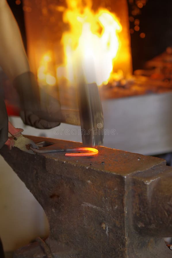 Blacksmith Forged Iron Smith Anvil Hammerman Stock Photo - Image of ...