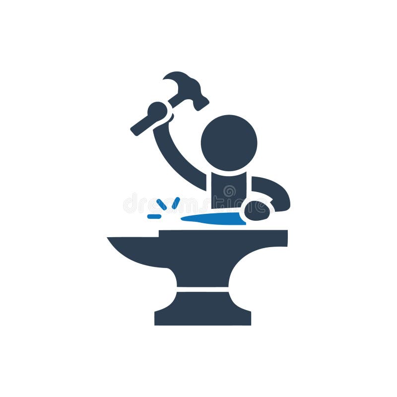 Blacksmith Working Icon stock illustration. Illustration of symbol ...