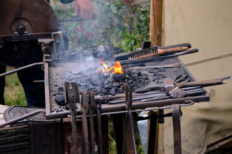 Blacksmith Working on Metal Medieval Stock Image - Image of industry ...