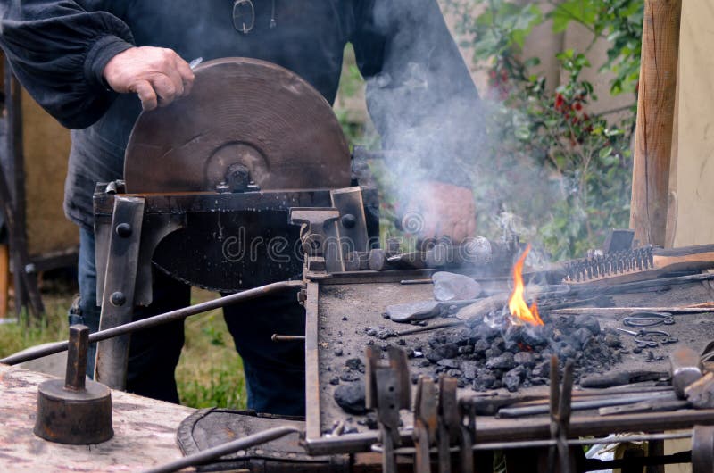 Blacksmith Working on Metal Medieval Stock Image - Image of craft ...