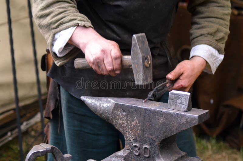 Blacksmith Working on Metal Medieval Stock Image - Image of forging ...