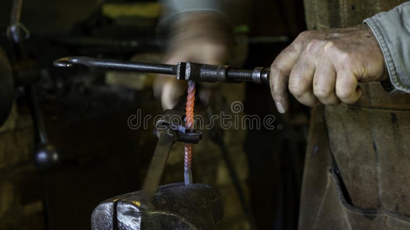 A Blacksmith Working on a Project Stock Photo - Image of strike, manual ...