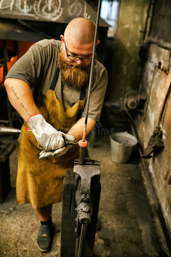 Blacksmith Working in Workshop Stock Image - Image of iron, anvil: 97905867