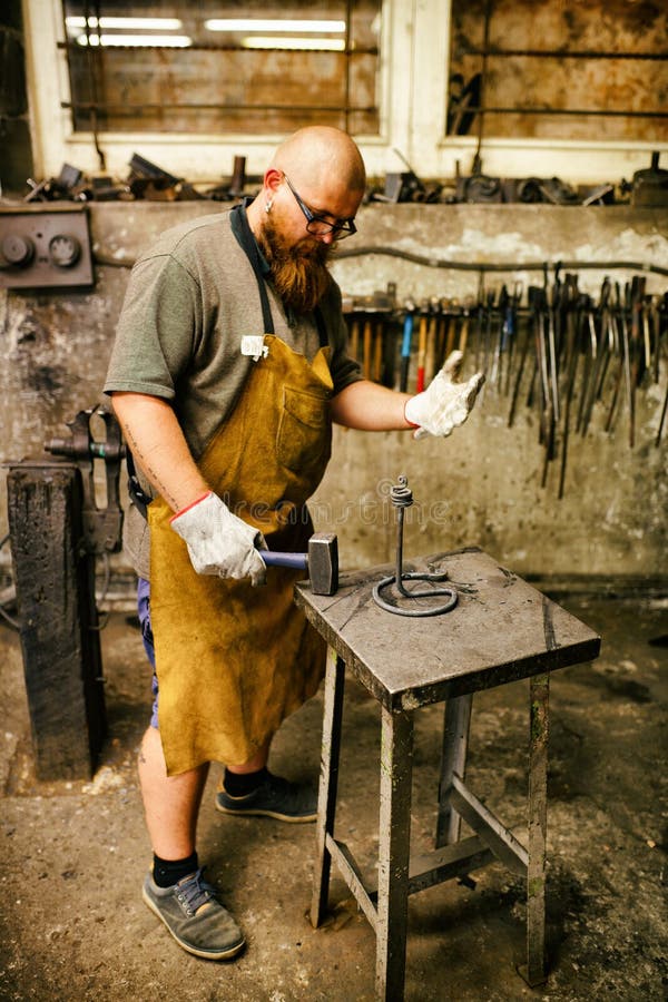 Blacksmith Working in Workshop Stock Image - Image of craftsman, heavy ...